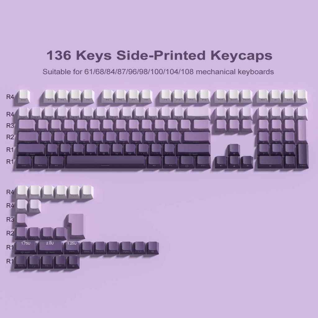Womier OEM Profile Side-print Keycap, 136 phím Gradient PBT Shine ...