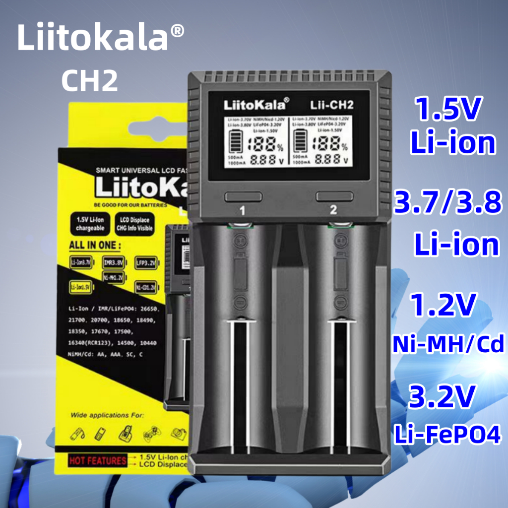 Liitokala liu-CH2 1.5V AA 1.2V AAA Lithium Ion Lithium Pin Sạc 18650 ...