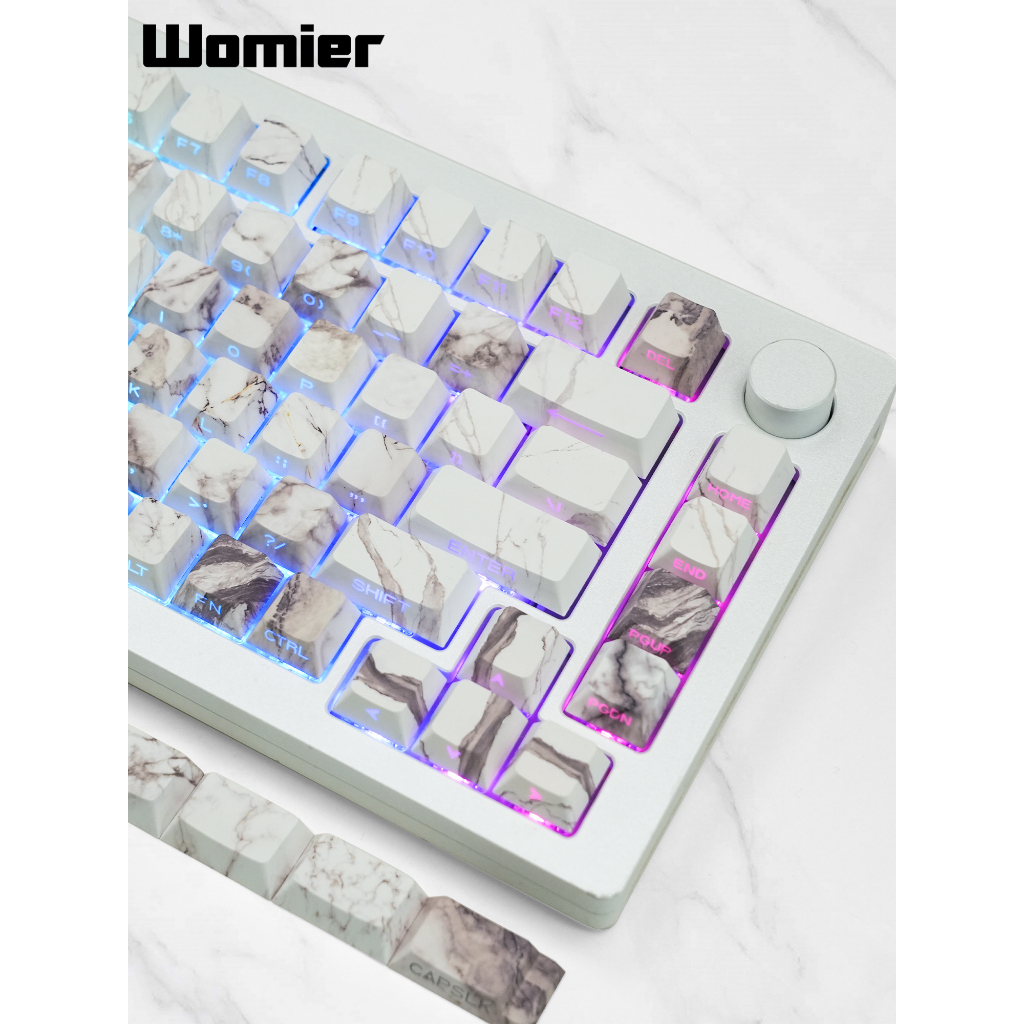 Womier 136 Phím Nhuộm-sub Keycaps Đá Cẩm Thạch Mặt Trắng In Bóng Qua ...