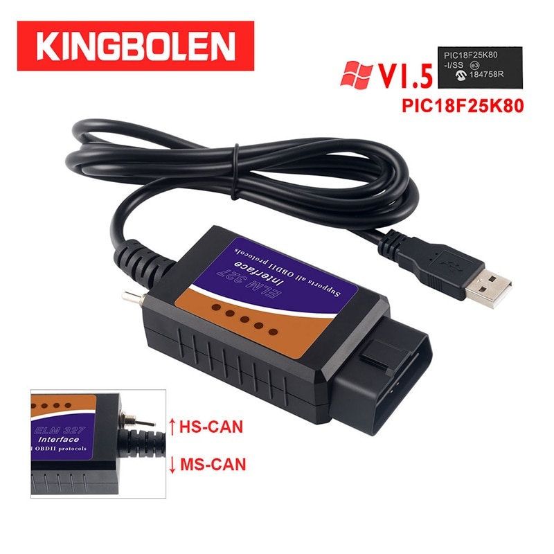 ELM327 V1.5 USB With HS/MS Can Switch FORSCAN OBD2 Scanner Adapter For Ford Coding ELMconfig ...