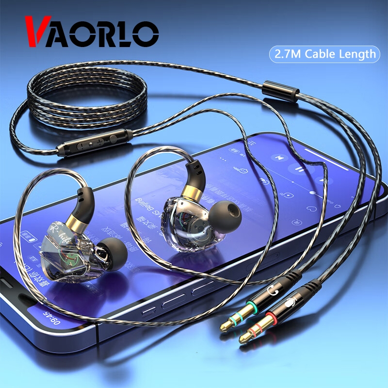 Vaorlo Dual Jack 3.5MM Tai nghe có dây Tai nghe nhạc âm thanh nổi HiFi có micrô HD Hỗ trợ trả ...