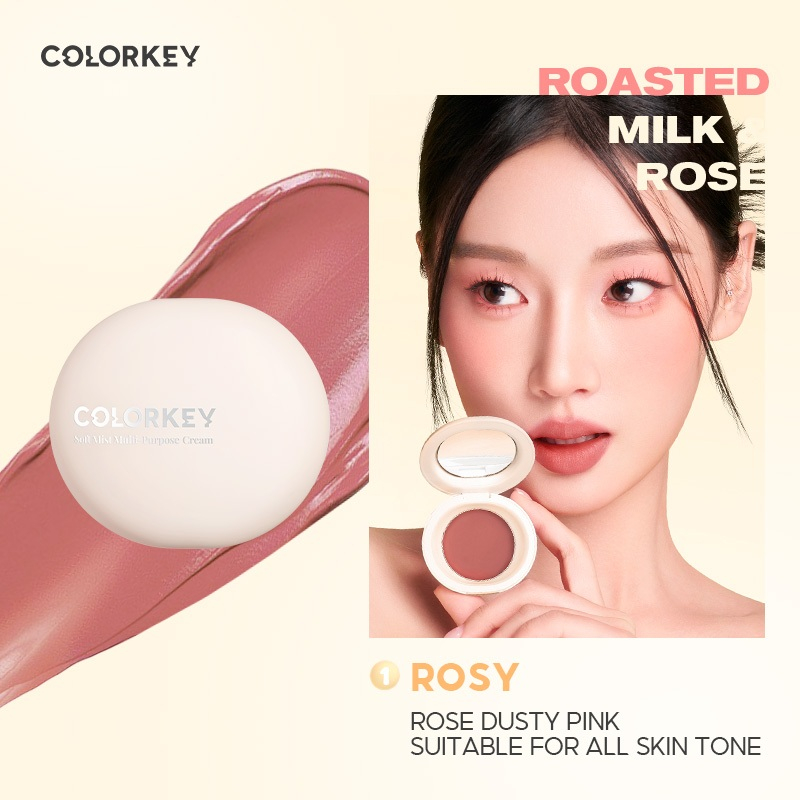 Kem má hồng COLORKEY có thể làm phấn mắt và son môi 3 trong 1 đa năng mềm mại và dễ tán 2.5g ...