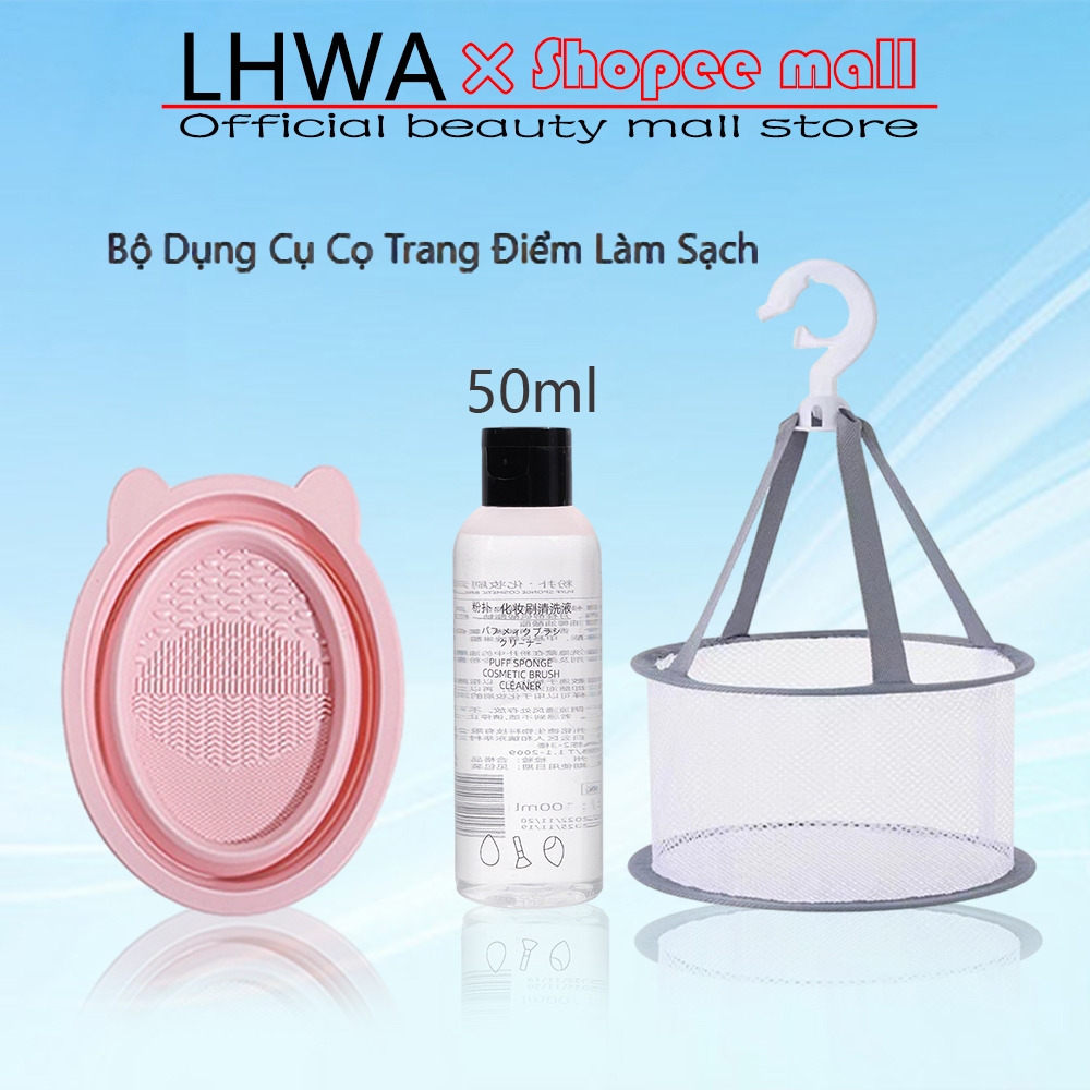 Bộ Vệ Sinh Cọ Trang Điểm LHWA Bằng Silicone 50ml + Túi Lưới Khô Thoáng ...