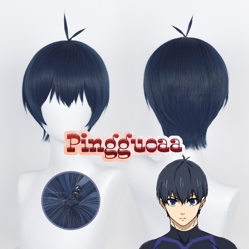 Anime Blue Lock Isagi Yoichi Cosplay Wig Dark Blue 28cm Short Wigs Heat ...