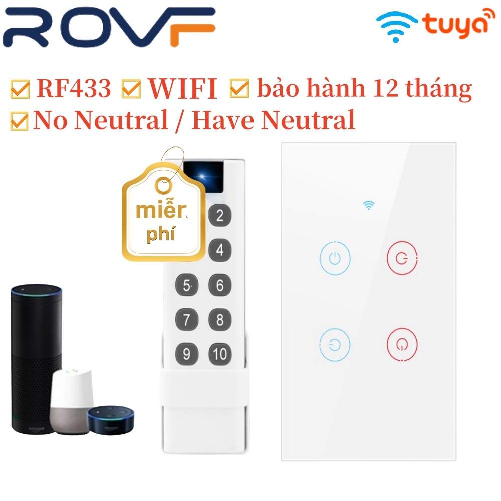 Công Tắc Thông Minh wifi Type - C ROVF RF433 100v-250v Điều Khiển Từ Xa ...