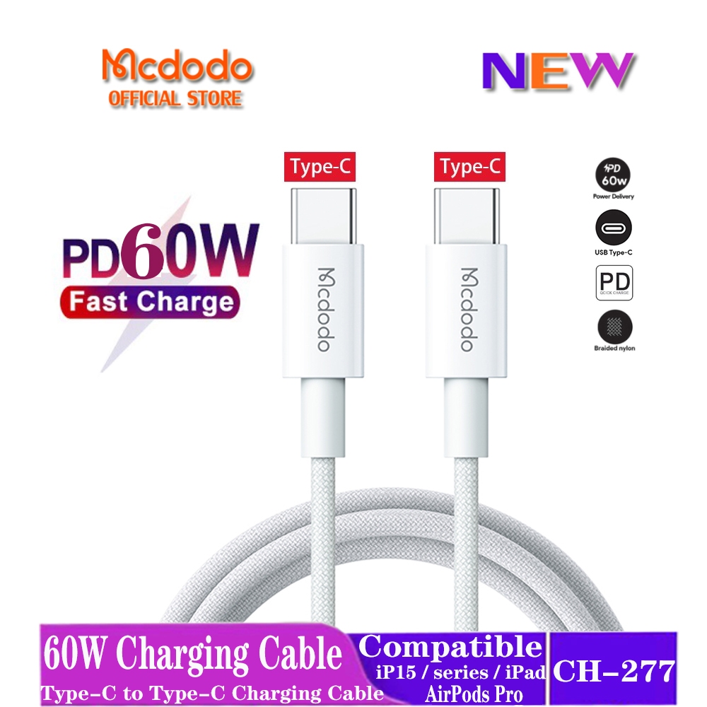 Cáp Mcdodo 60W Typc-C sang Usb-C Hỗ trợ sạc nhanh 3A PD cho điện thoại Android iP15 Pro Max CA ...