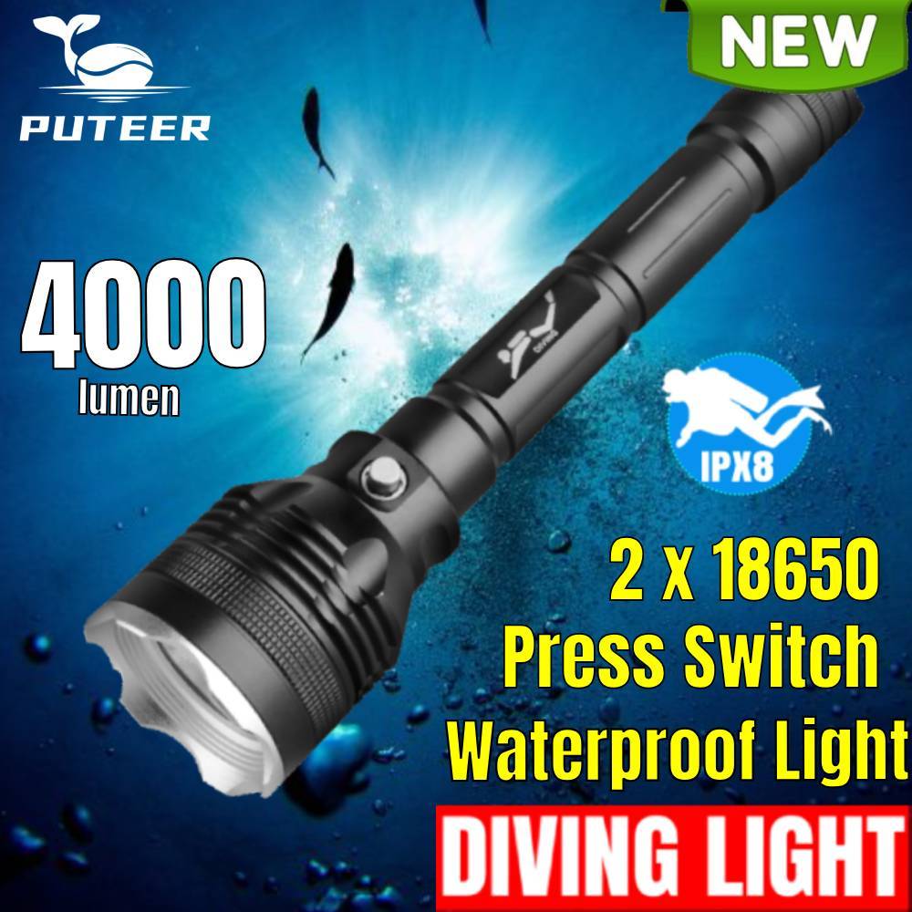 Đèn pin lặn Puteer Scuba Đèn pin chống nước Đèn pin sạc siêu sáng ...
