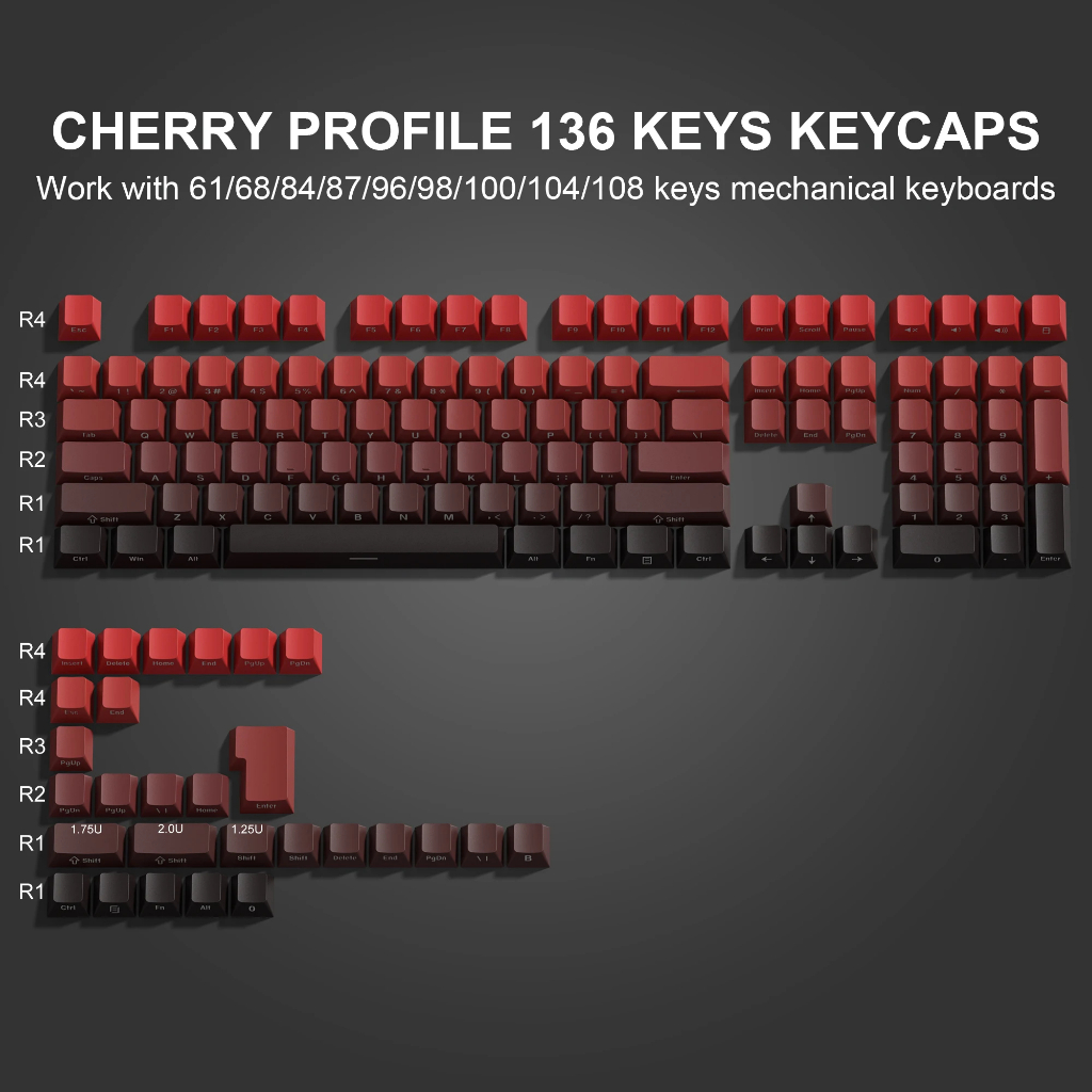 136 Phím Bên In Keycaps Lucky Gradient Red Cherry Profile Key Cap ...