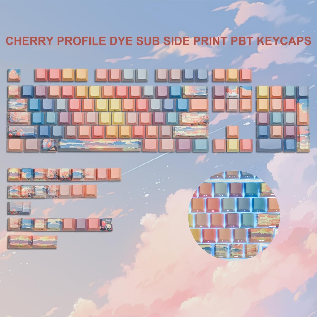 Womier 130 Phím Blue Lake Side Print PBT Keycap Đèn nền RGB Cherry ...