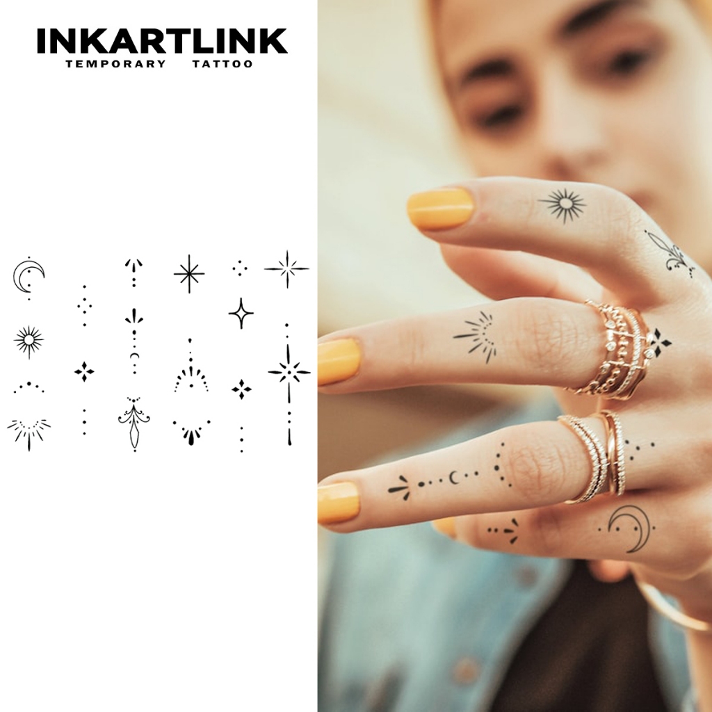 Hình xăm ngón tay Henna (2) miếng dán hình xăm tạm thời, hình xăm ma ...