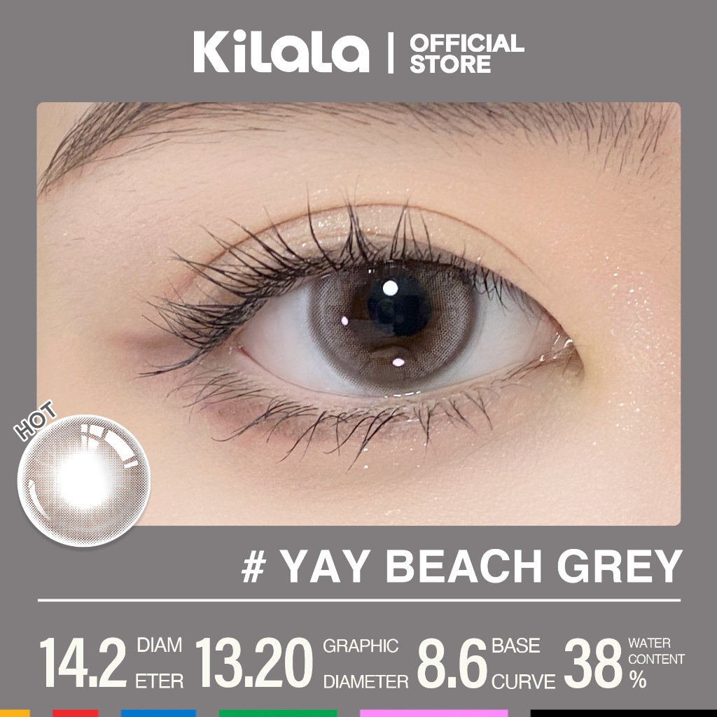 Kính áp tròng Kilala màu nâu Yay Beach Grey lens cận 6 tháng DIA 14.2mm ...