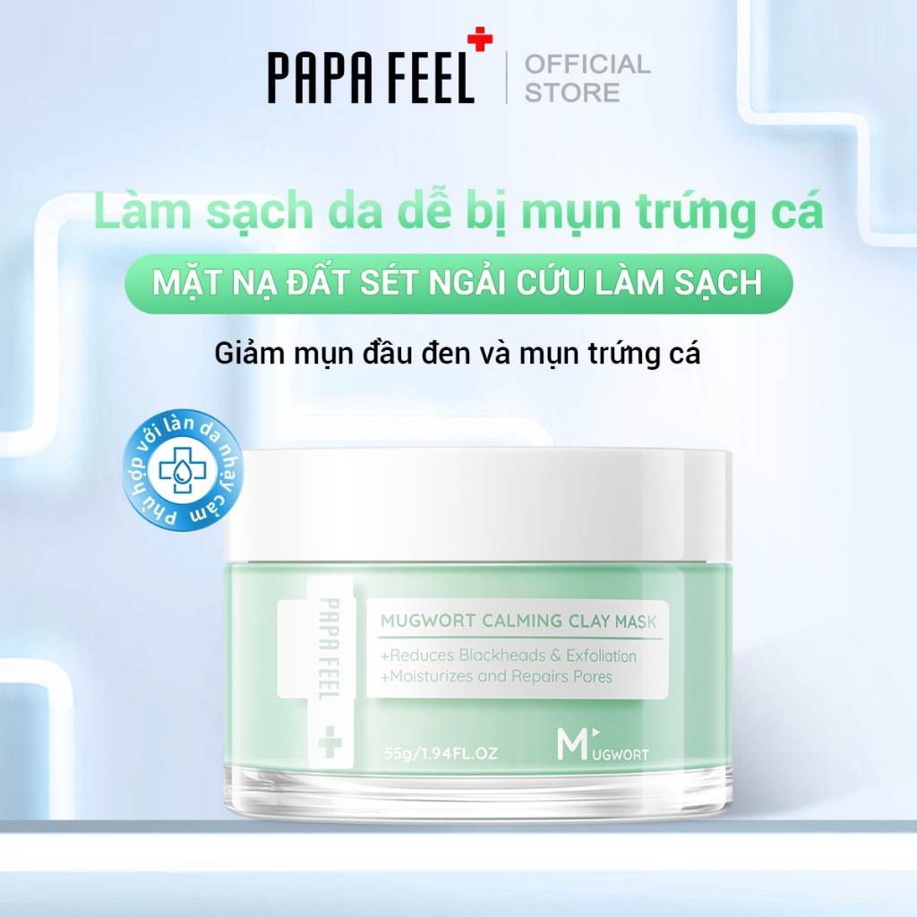 PAPA FEEL Mặt nạ đất sét dịu mụn ngải cứu 110g cải thiện tình trạng da ...
