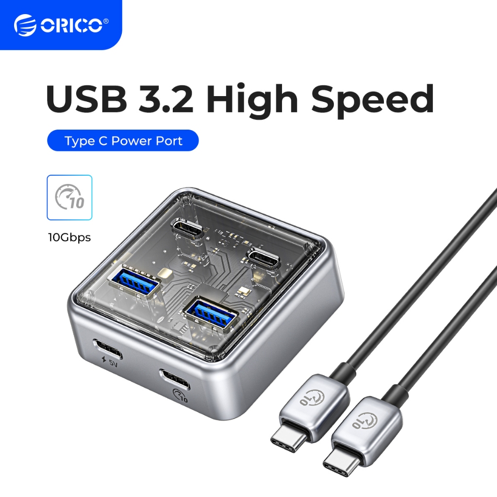 Orico Hub Usb C trong suốt Mở rộng 4 cổng với giao diện cấp nguồn Giao ...