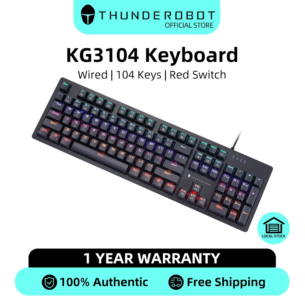 Bàn phím cơ Thunderobot KG3104 RGB Bàn phím chơi game USB có dây 104 phím Bàn phím chuyển đổi ...