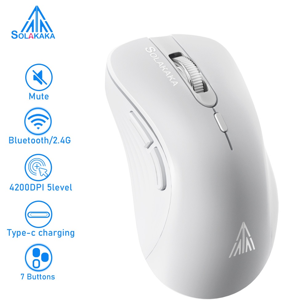 Chuột không dây SOLAKAKA SM66 Bluetooth / Pin 2.4G 400mAh với DPI 6 tốc ...