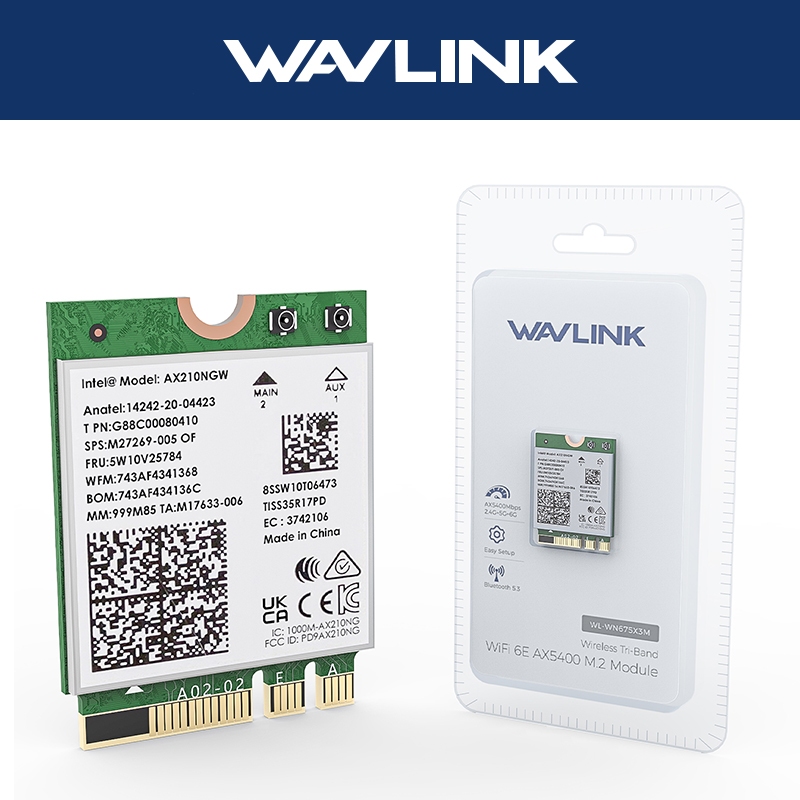 Wavlink intel ax210 wi-fi 6e Thẻ Mạng wifi 5400mbps 2.4ghz / 5ghz ...