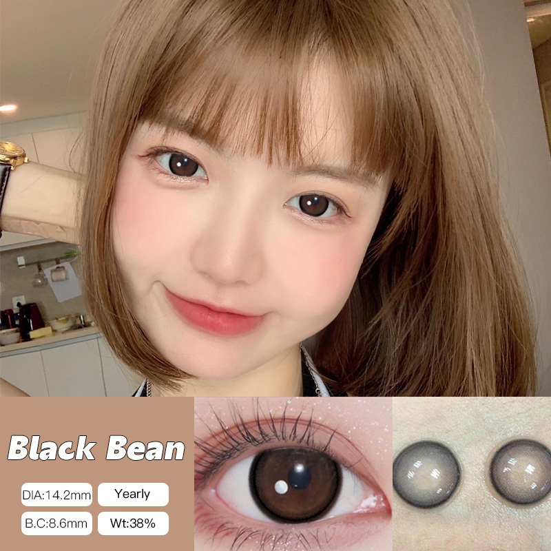 Set 2 Kính Áp Tròng Màu Đen contact lenses 0 ~ - 8.00 black len 14.2mm ...