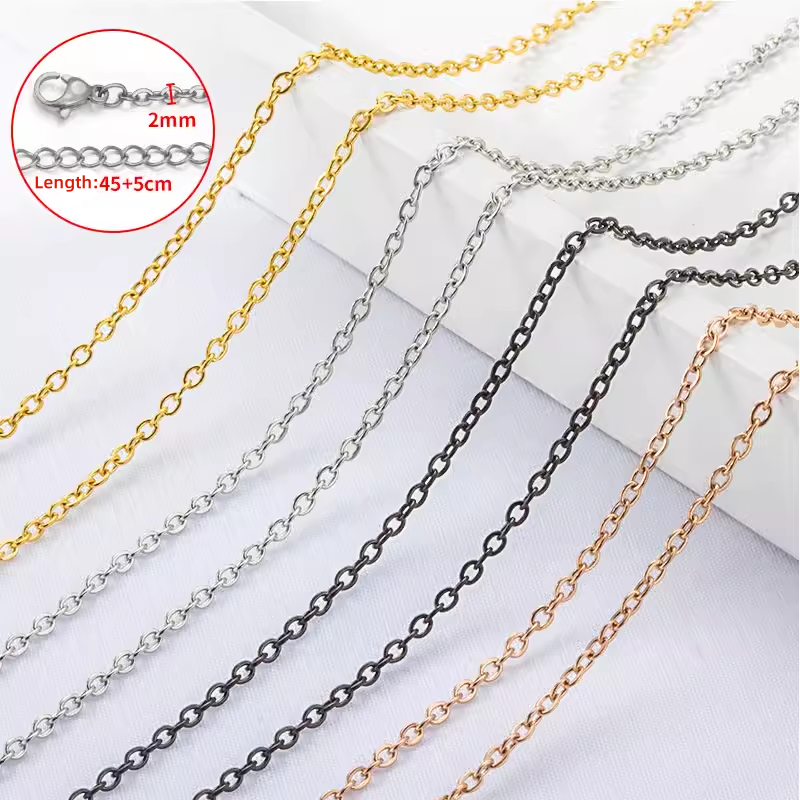 Thép không gỉ O Cross Chain Vòng cổ mạ vàng Dây chuyền cơ bản DIY Rose ...