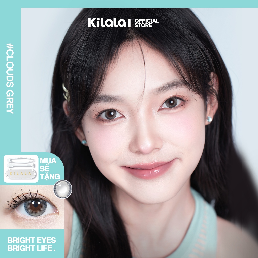 10 chiếc Kính áp tròng Kilala lens 1 ngày màu xám Clouds Cleared Grey ...