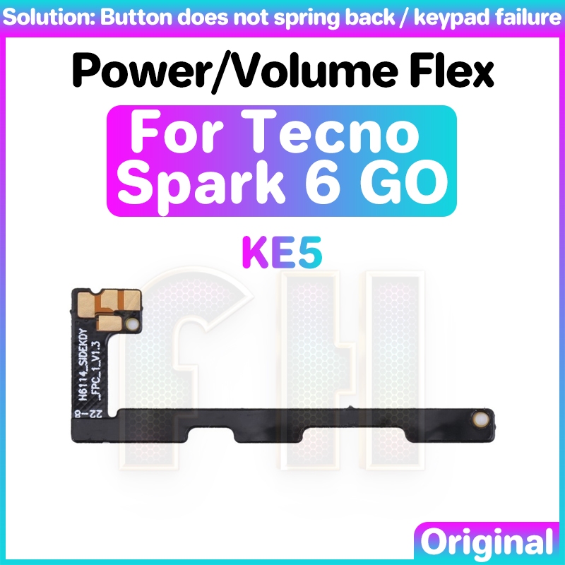 Nút âm lượng nguồn Flex cho Tecno Spark 6 GO KE5 KE 5 Công tắc BẬT TẮT ...