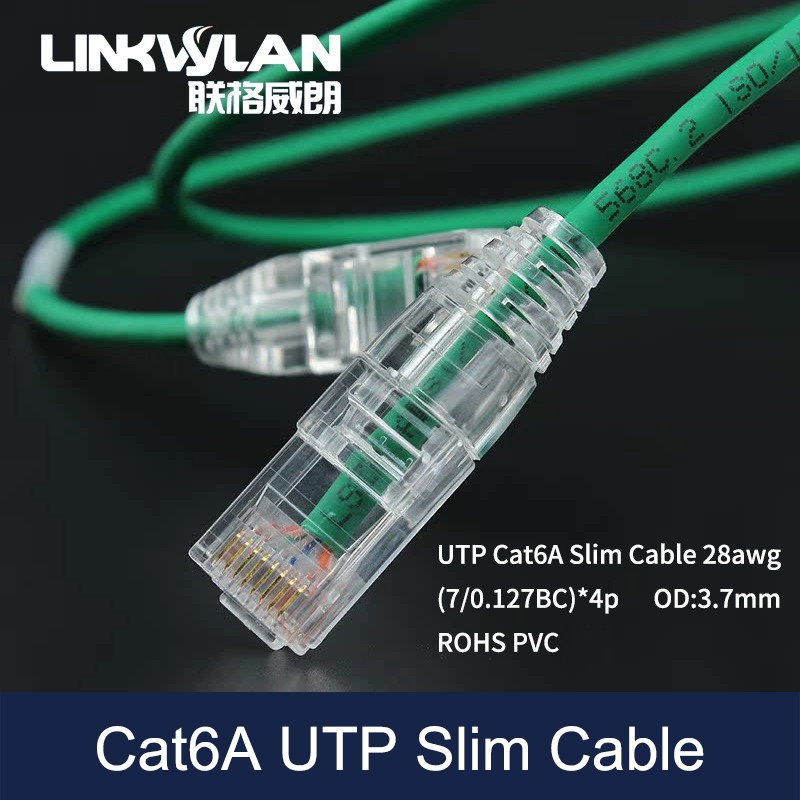 Dây vá Cat6A UTP 28AWG Cáp Ethernet mỏng RJ45 Cat6A Màu không được che ...
