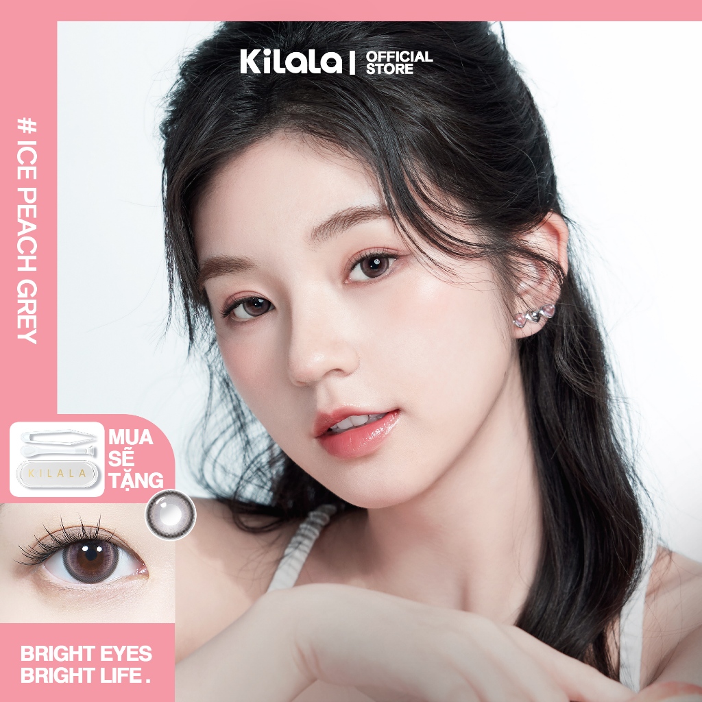 10 chiếc Kính áp tròng Kilala lens 1 ngày màu xám Ice Peach Grey DIA 14 ...