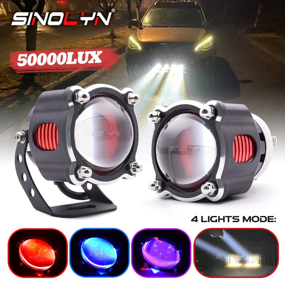 Sinolyn 1 Cái 50000LM Đèn LED Chùm Cao Ống Kính Máy Chiếu Mini Lái Xe ...