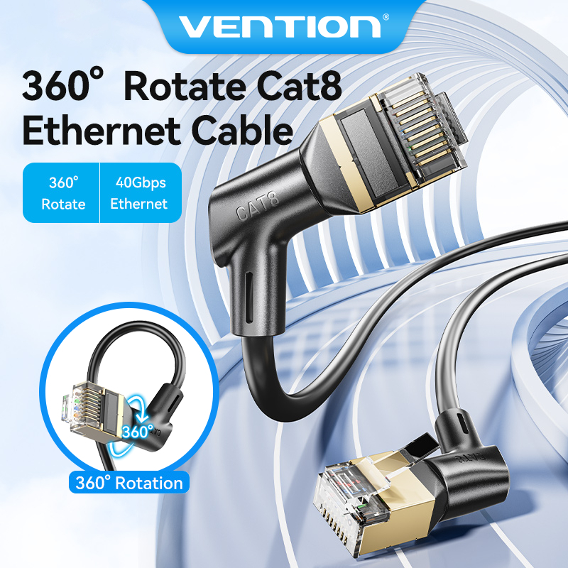 Cáp Cat8 mạng Lan Vention 40Gbps 2000mhz Cat 8 Mạng 360° Có Thể Xoay ...