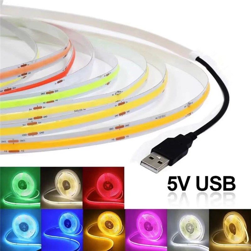 Angelila DC 5V USB COB LED Strip Light 320Leds / M Trắng Ấm / Trắng Thiên Nhiên / Trắng Nguyên ...