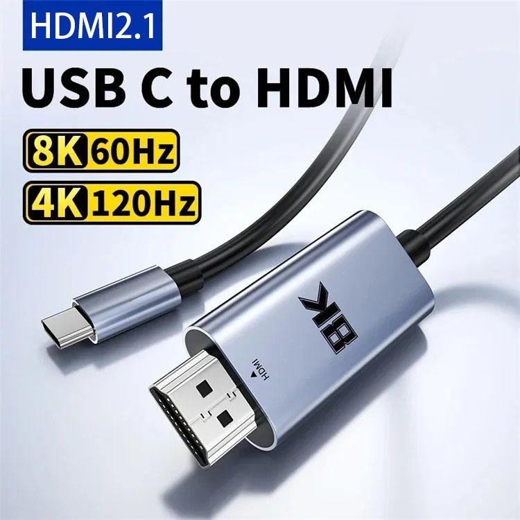 Cáp Type C sang Hdmi 2.1 4k 120HZ 2m Mạ Niken Hdmi sang Type-C Cáp 8k ...