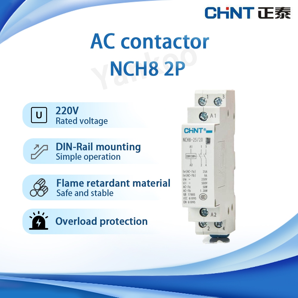 Chint Mini Một Pha AC Contactor 220V DIN-Rail Gắn NCH8 Hai Thường Mở 2P 20A 25A 40A 63A | Shopee ...