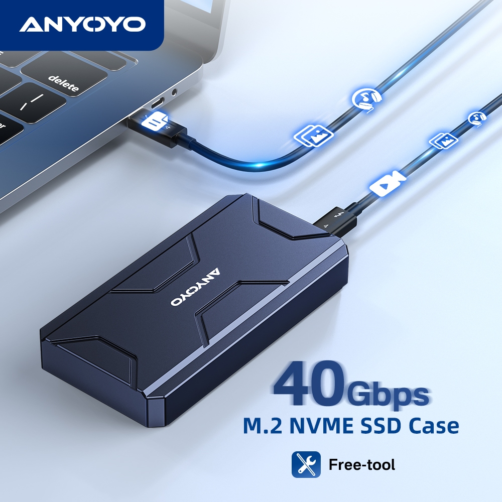 Anyoyo Thunderbolt4 USB 4.0 M.2 NVME Enclosure 40Gbps NVME M.2 SSD Vỏ ...