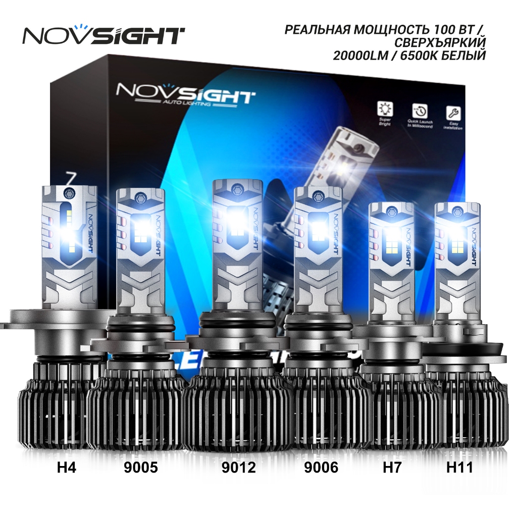 Đèn pha ô tô NOVSIGHT N75 H4 H11 H7 Đèn LED 9005 9006 9012 100W 20000LM ...