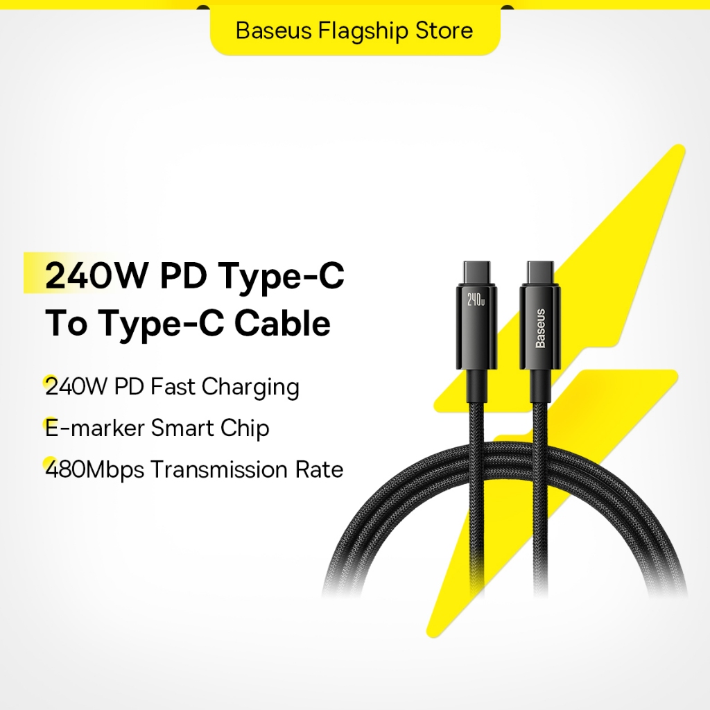 Cáp Baseus 240W USB Type C cho cáp sạc nhanh PD3.1 Type C cho Macbook PC | Shopee Việt Nam