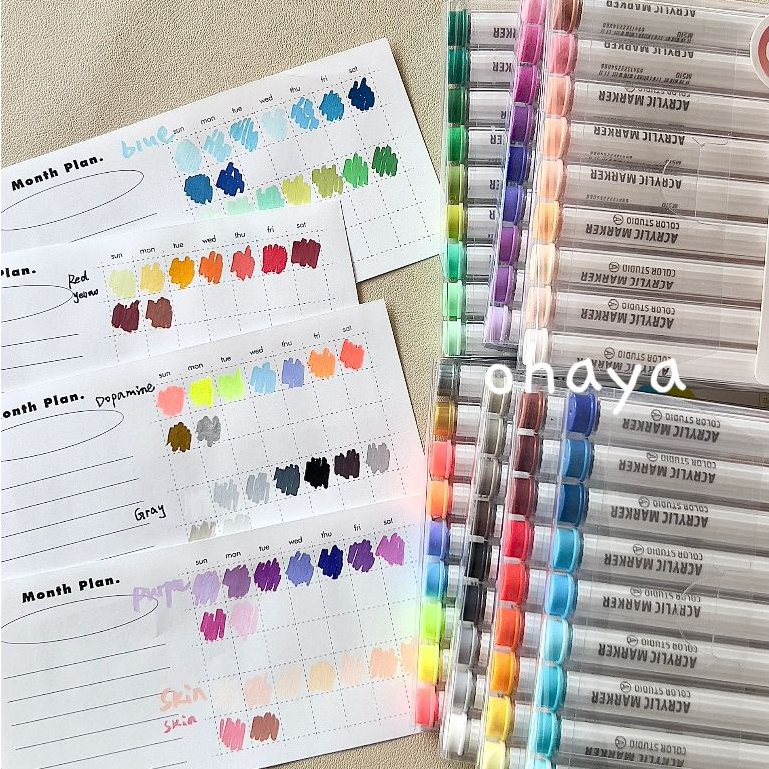 Ohaya | 63 Màu languo Chính Hãng Acrylic Bút Đánh Dấu Nhanh Khô Đầu Mềm Tranh Màu Nước Bút Có ...