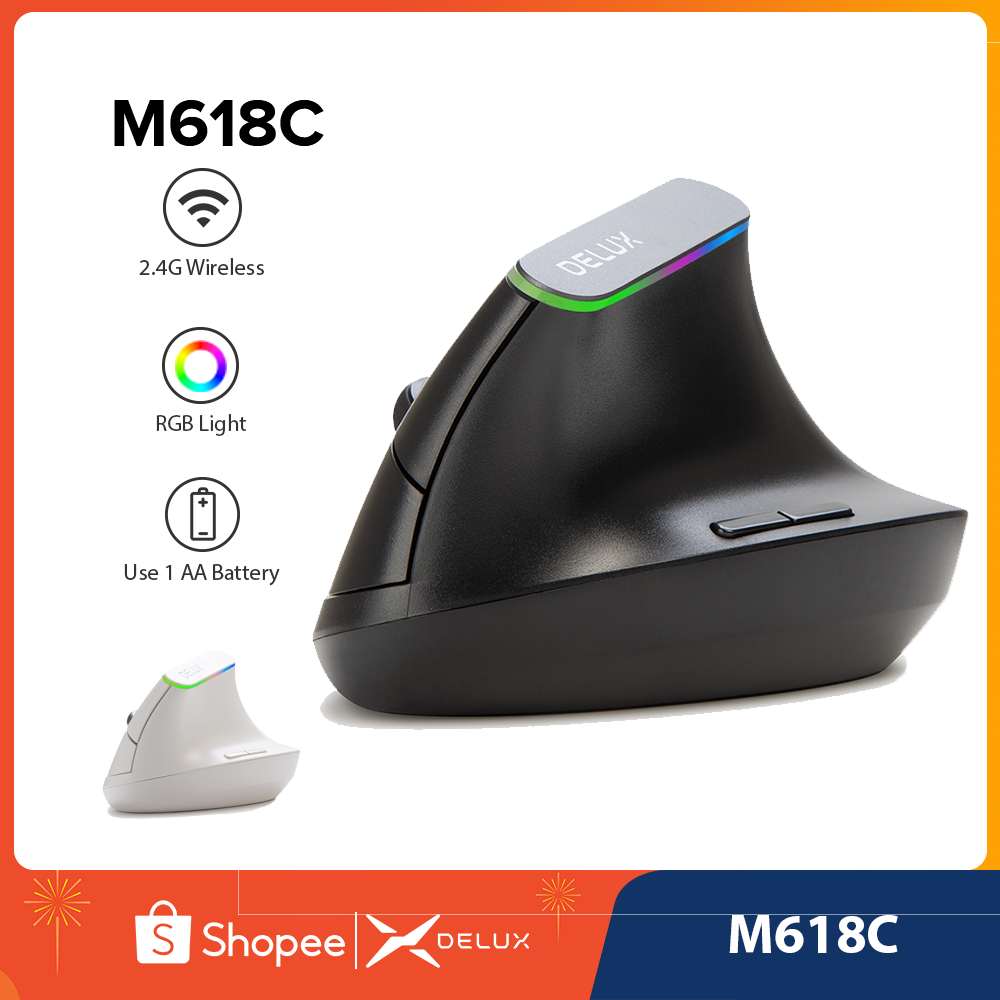 Delux M618C Chuột Không Dây Dọc Tiện Dụng 6 Nút Chuột Chơi Game RGB ...