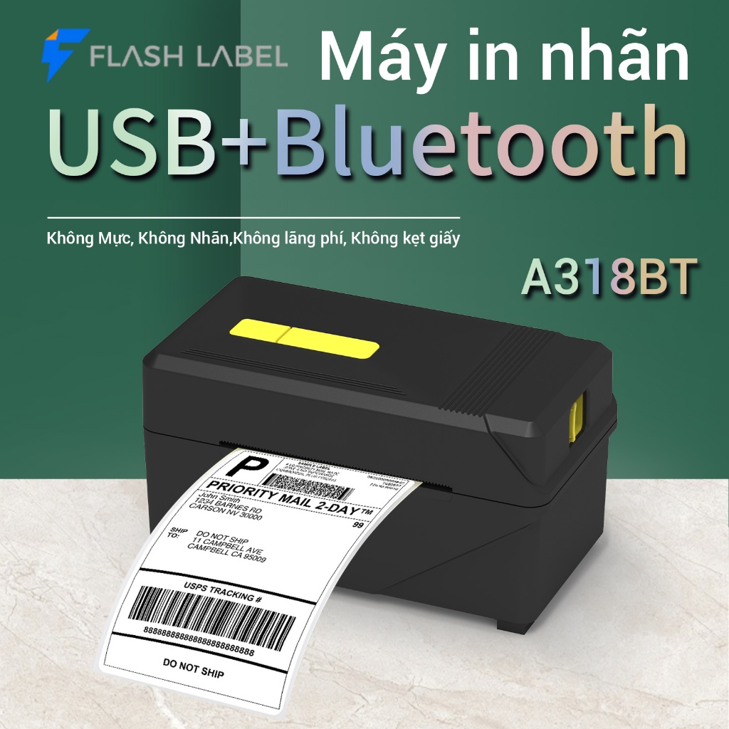 Máy In Nhiệt Thermal Printer Label Printer FlashLabel USB+Bluetooth In Khổ A7/A8 In Đơn Hàng ...