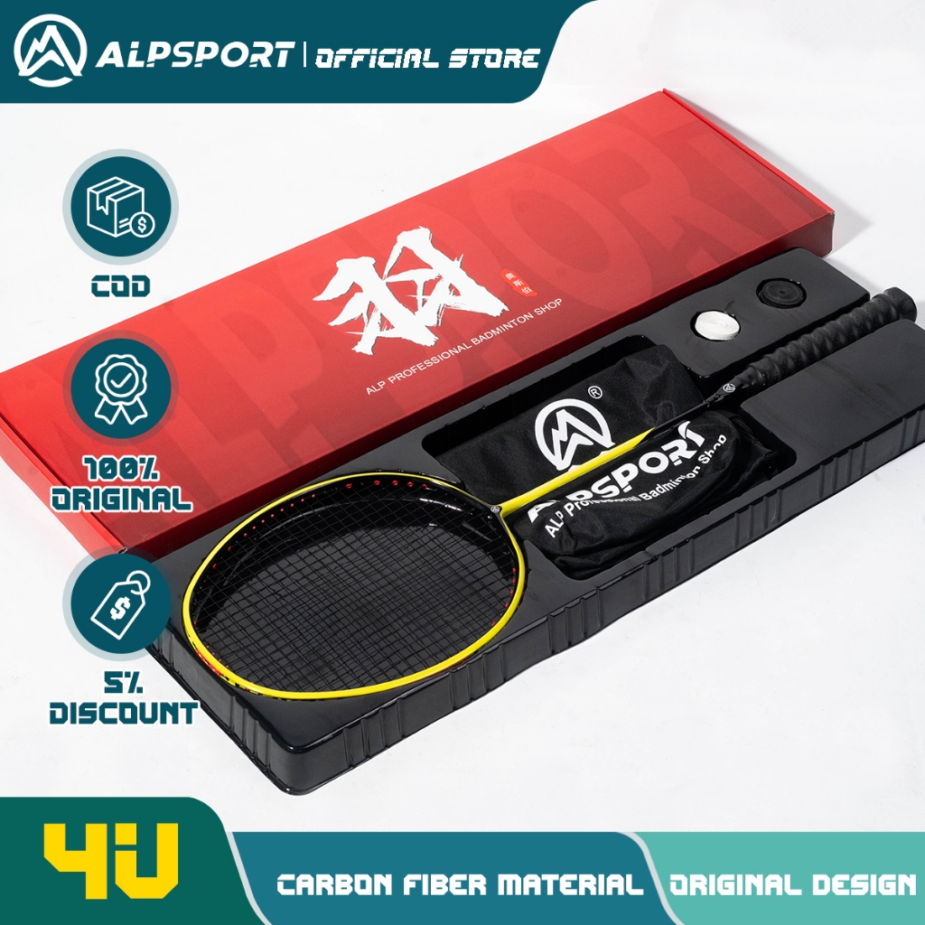 Alp V5 2.0 MXH CushionTechnology Vợt Cầu Lông Tấn Công Chính Hãng 4U 75G Sợi Carbon Đơn Dây Vàng ...