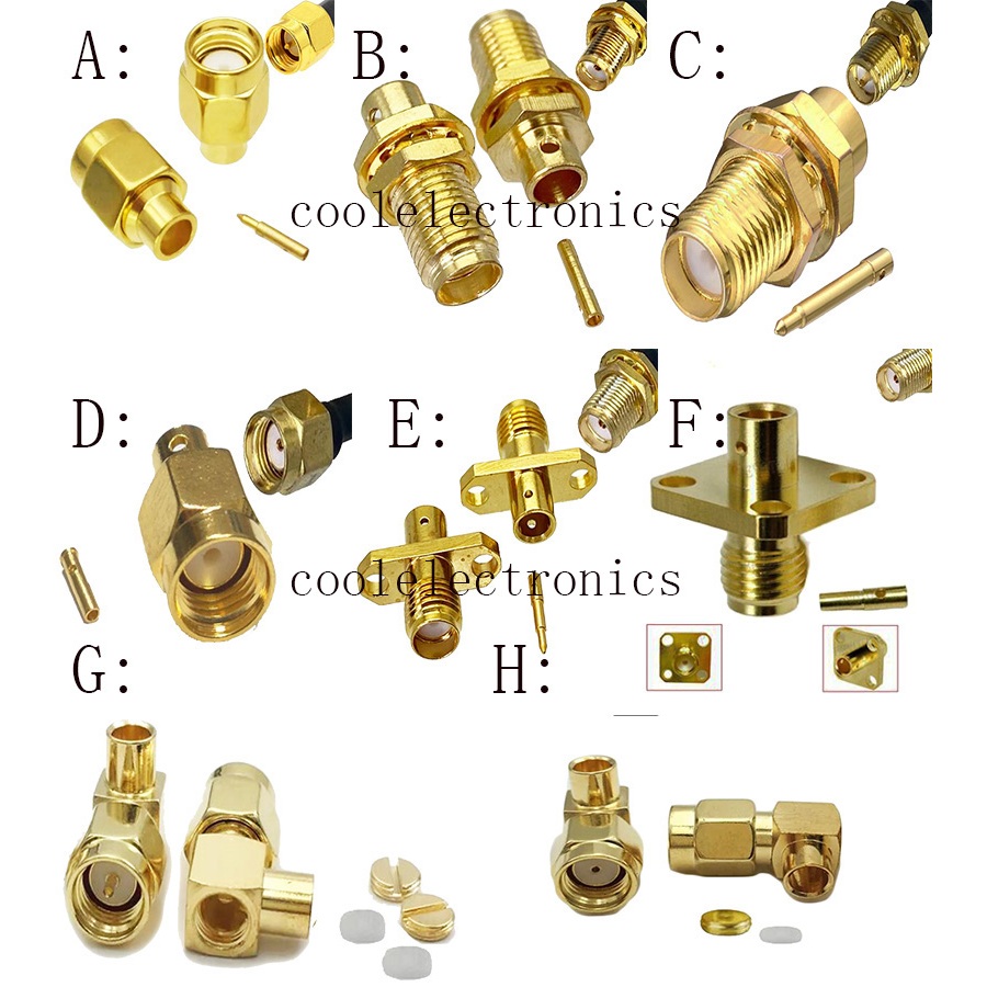 5 Chiếc Đồng SMA RP-SMA Nam Nữ 2 Lỗ / 4 Lỗ Mặt bích Gắn Góc Phải Uốn ...