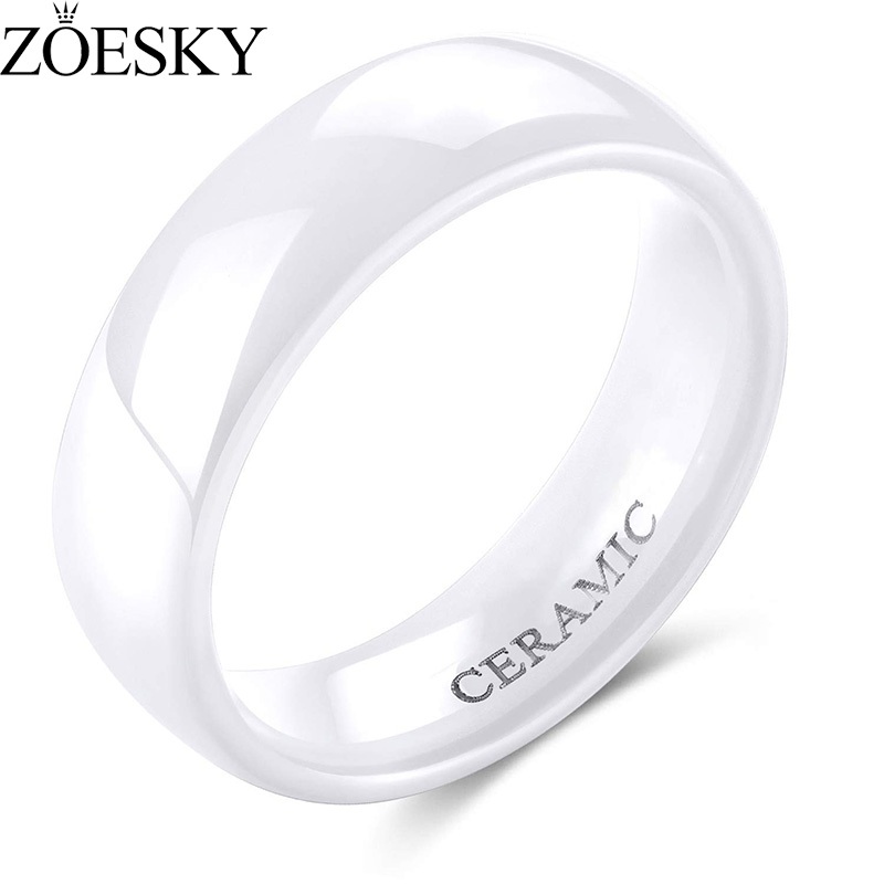Zoesky 6mm Nhẫn Gốm Trắng Cho Nam Nữ Thoải Mái Phù Hợp Với Đính Hôn Dây ...