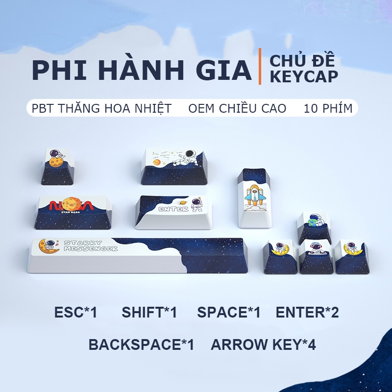 【Meta】Keycap phi hành gia, keycaps 10 phím, OEM cao, nhuộm thăng hoa ...