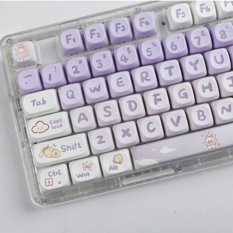Keycaps 137 Phím Purple Rabbit Moa Profile Nhuộm thăng hoa cho Cherry ...