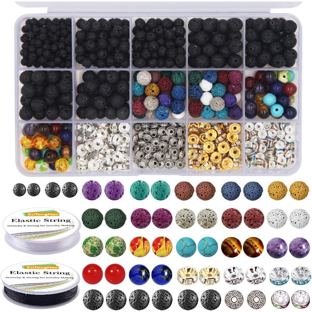 606 pieces lava beads kit lava stone beads various coloured chakra ...