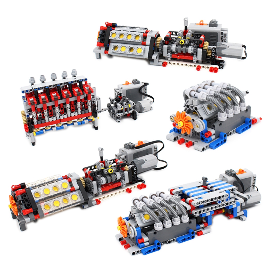 Moc Technic 6 8 16 Bộ động cơ xi lanh V6 V8 V16 Động cơ 6 tốc độ Hộp số ...