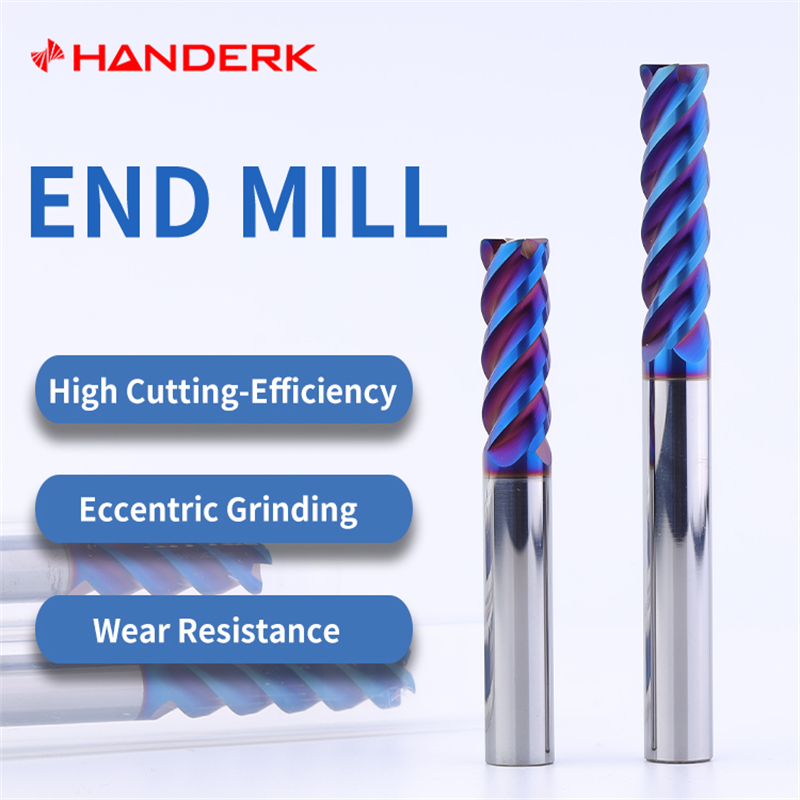 HANDERK Bán trong kho HRC65 Máy phay đầu bán kính góc 4 rãnh cắt cacbua vonfram R0.2-1mm ...