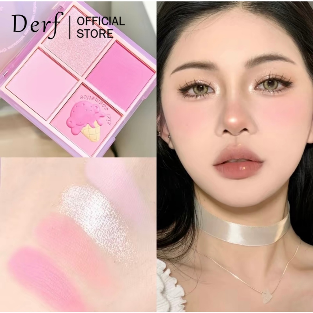 Bảng phấn má Derf 4 màu tự nhiên trang điểm làm sáng da 16g | Shopee Việt Nam