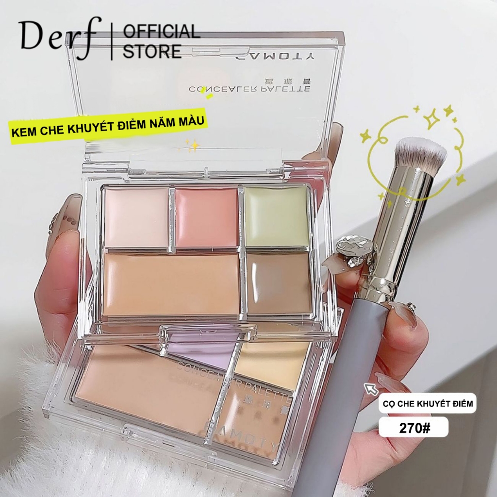 Bảng Che Khuyết Điểm Derf 5 Màu dưỡng ẩm che phủ các đốm đen và vết tàn nhang hiệu quả Trang ...