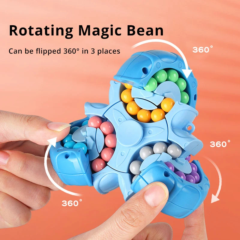 Đầu ngón tay màu xanh Con quay hồi chuyển sáu mặt Rubik Cube Magic Bean ...