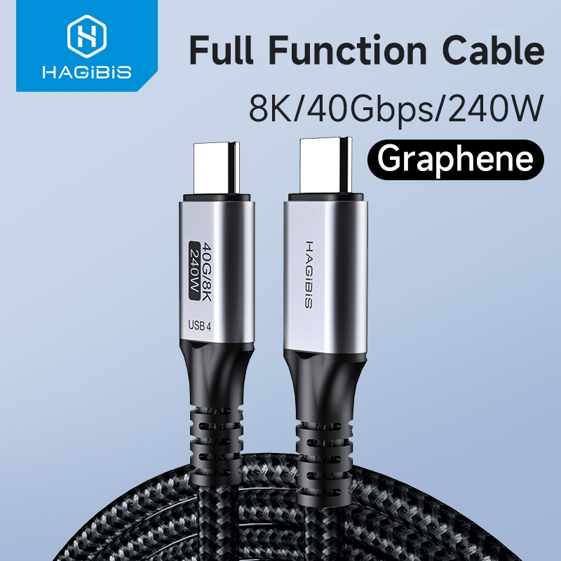 Cáp Hagibis USB4 40Gbps USB C sang USB C 240W Sạc nhanh 8K 60Hz Video Graphene cho Thunderbolt 3 ...