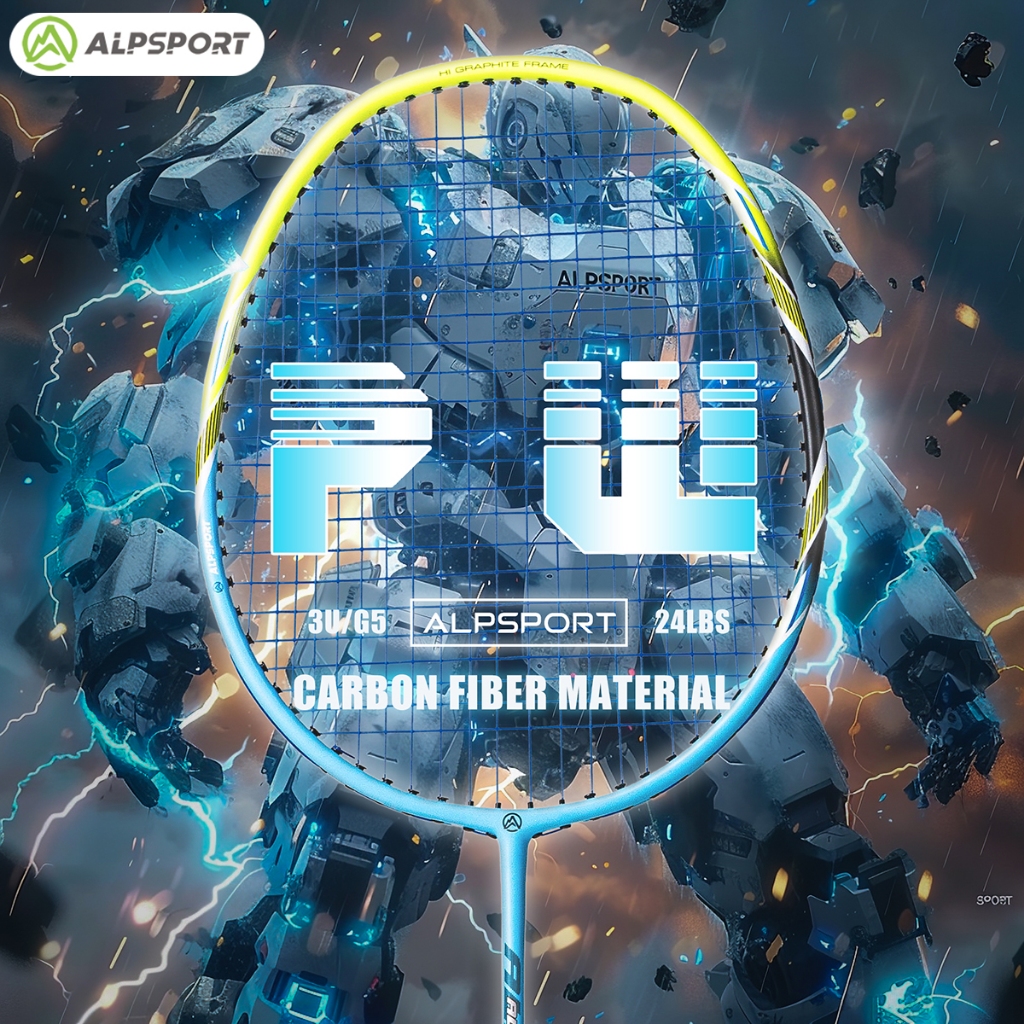 Set 2 vợt cầu lông ALPSPORT ALP Power 3U G5 sợi carbon toàn bộ siêu nhẹ ...